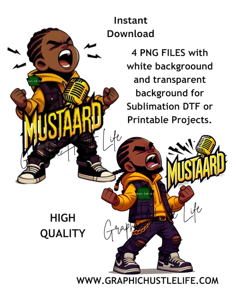 Kendrick Inspired Rapper Chibi Png, MUSTAARD Png, Kdot Inspired Png ...