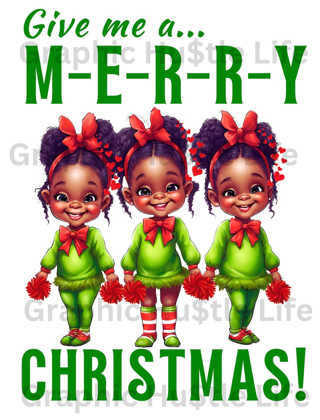 Merry Christmas Png, Black Girl Christmas Png, Cheer Girl Png ...