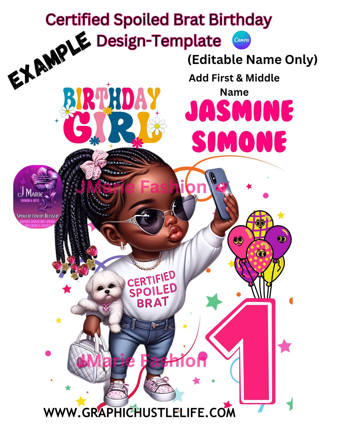 Age 1 Birthday Design Png, Birthday Girl Template, Toddler Birthday ...