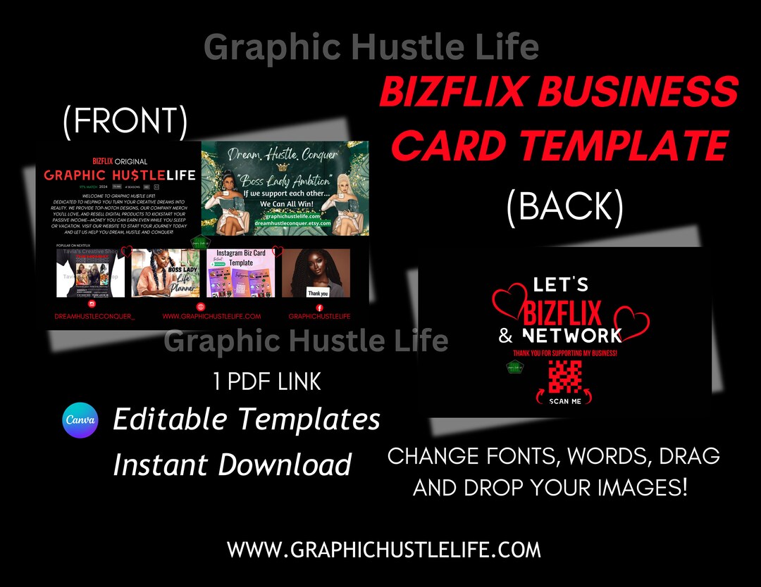 Bizflix Business Card Template, Biz Card Template, Bizflix Canva ...