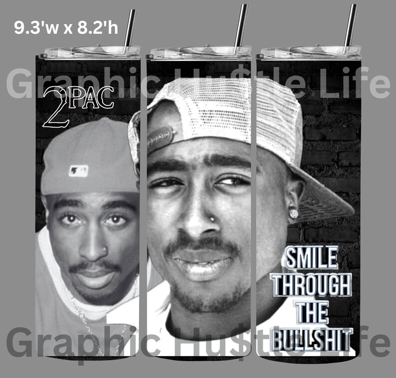 Tupac Tumbler Wrap PNG, Hip Hop Tumbler Wrap, 20 Oz Skinny Tumbler ...