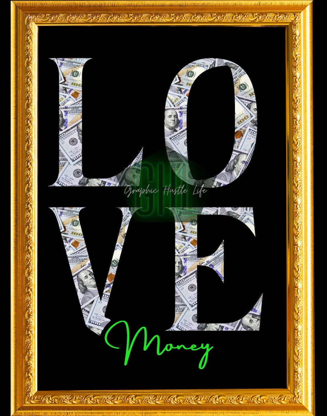 LOVE Money Png, Money Png, Money Wall Art, Hustle Png, Love Png - Etsy