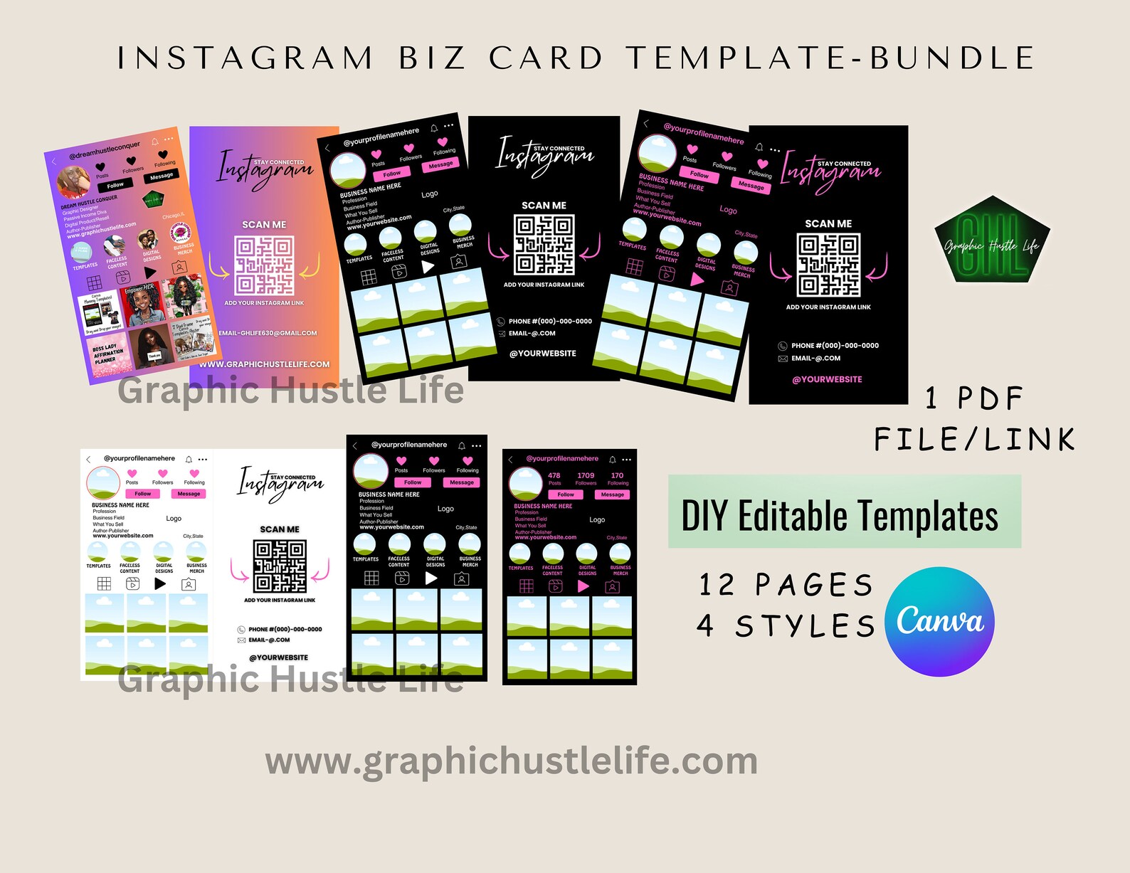 Instagram Biz Card Bundle, Instagram Biz Card Template,instagram Canva ...