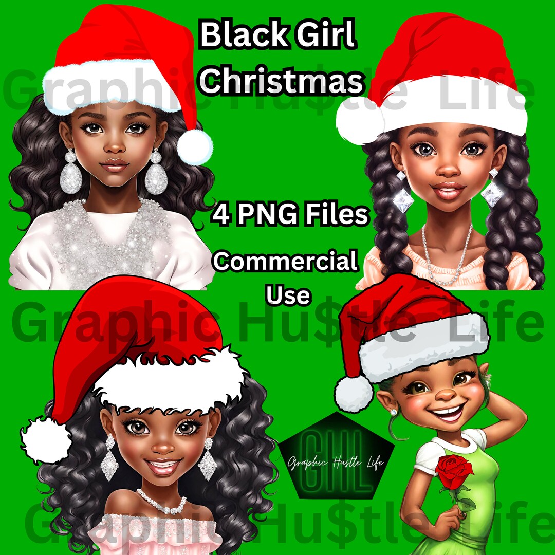 Black Girl Christmas Png, Melanin Christmas Png, Black Girl Png Bundle ...