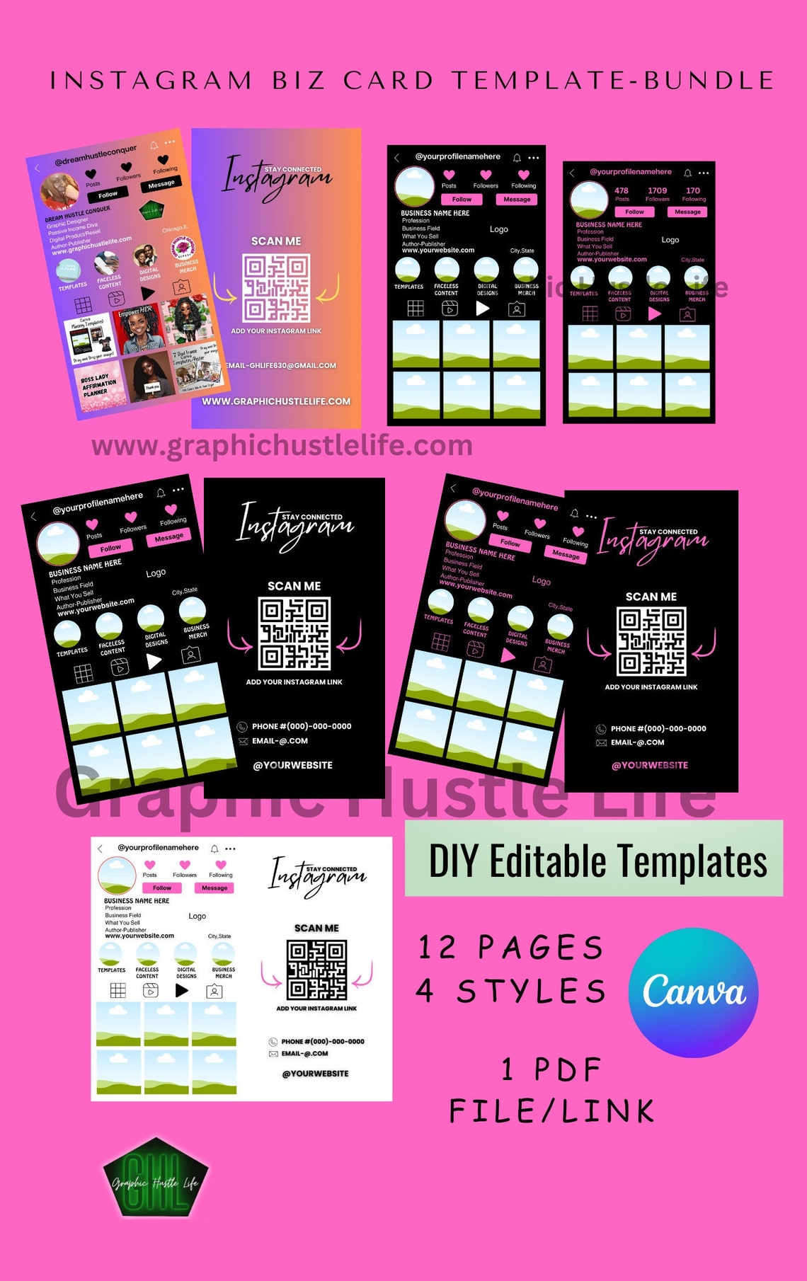 Instagram Biz Card Bundle, Instagram Biz Card Template,instagram Canva ...