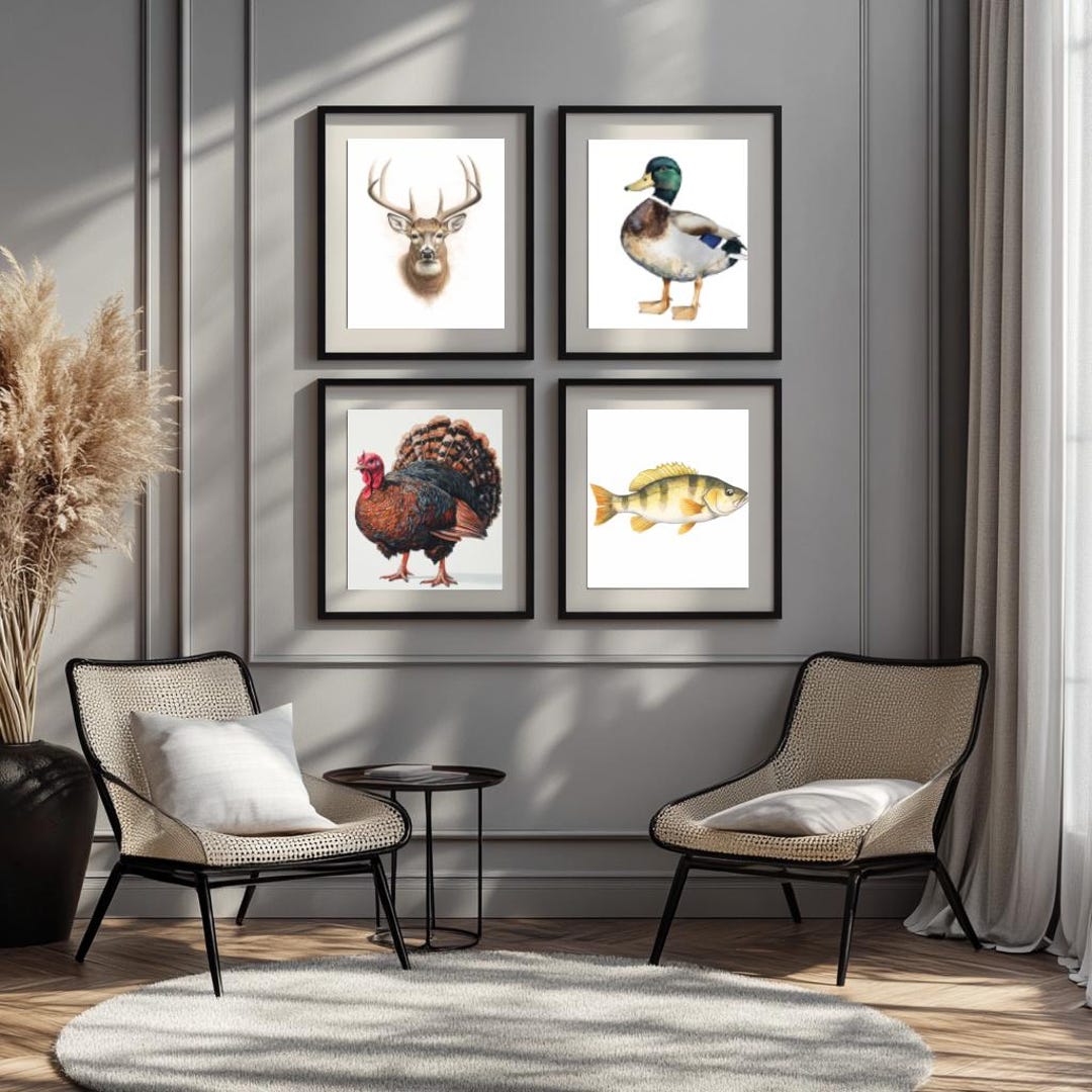 Hunting Art Print Set, Hunting Wall Decor, Duck Print, Deer Hunting Art ...