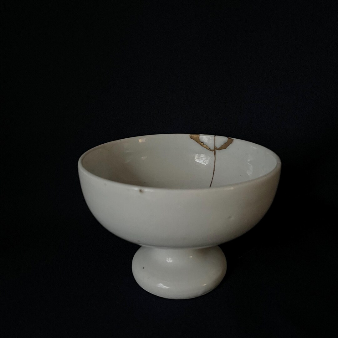 Japanese Kintsugi Japanese Antique Pure Gold Genuine Kintsugi White Bowl Magnetic Kintsugi Gift ...
