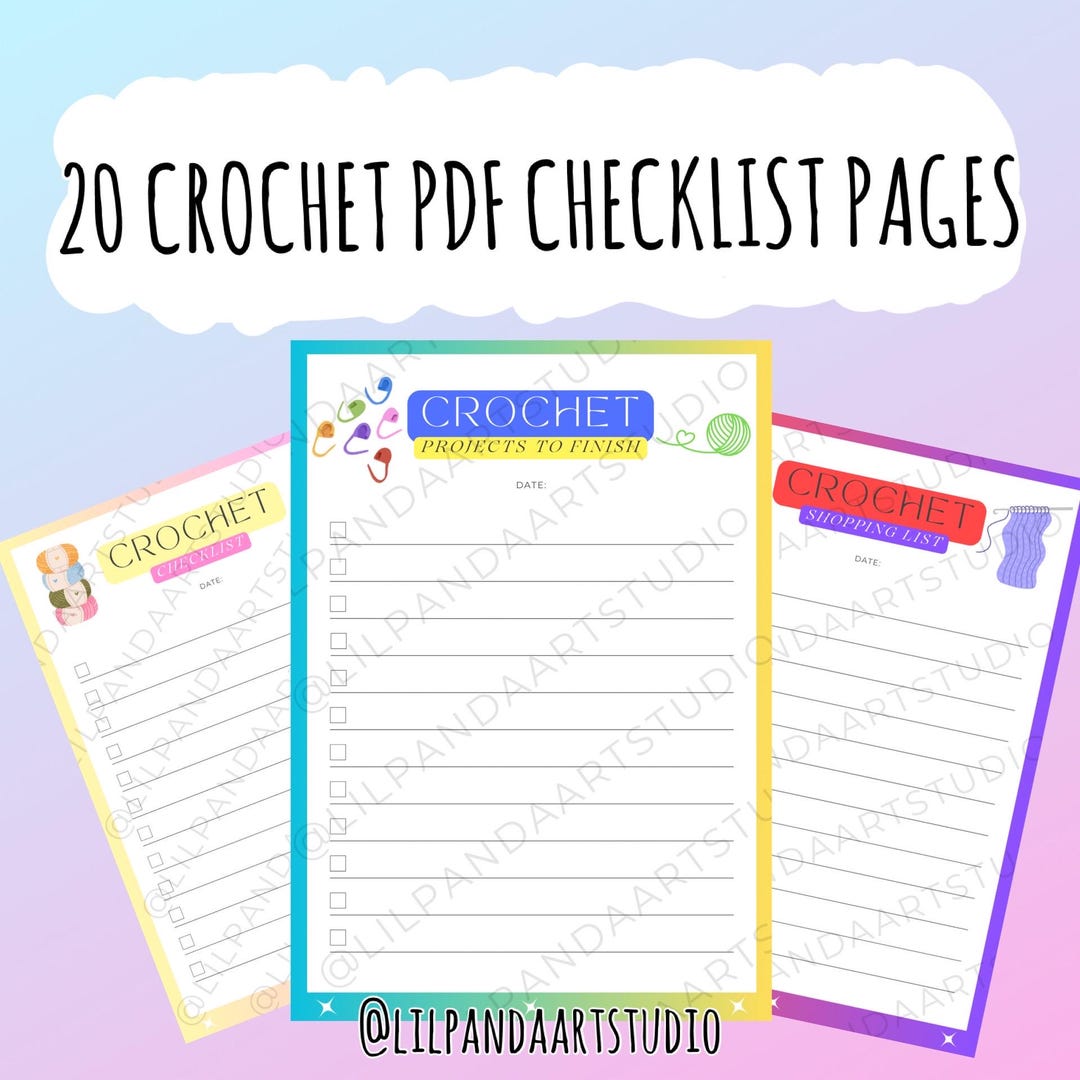 Crochet Checklist Printable & Fillable, Daily to Do List Template, Task ...
