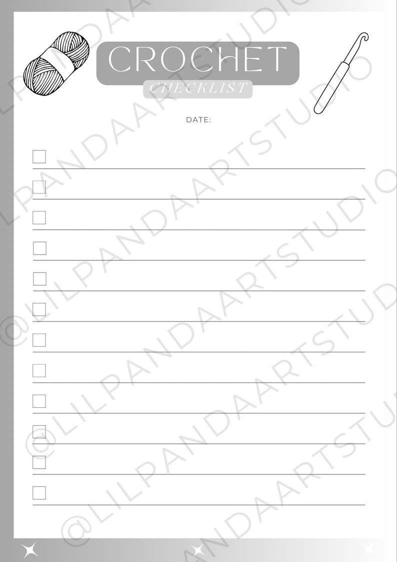 Crochet Checklist Printable & Fillable, Daily to Do List Template, Task ...
