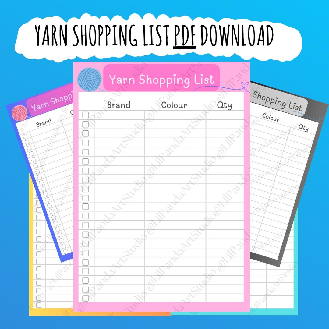 Yarn Shopping List Printable & Fillable, Daily to Do List Template,task List, Instant Download ...