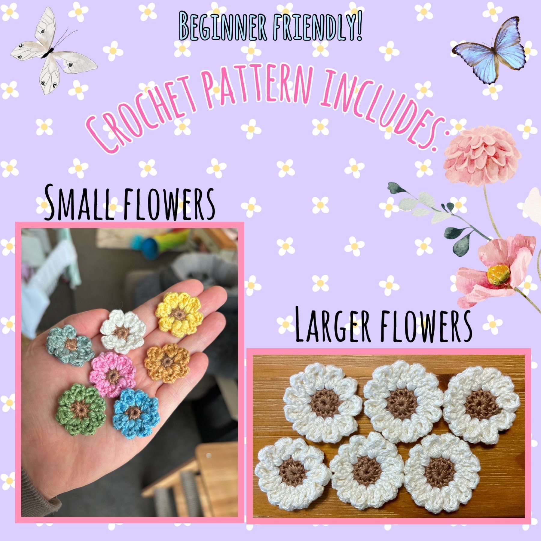 Crochet Flower Pattern PDF Pattern for Crocheting, Beginner Crochet ...