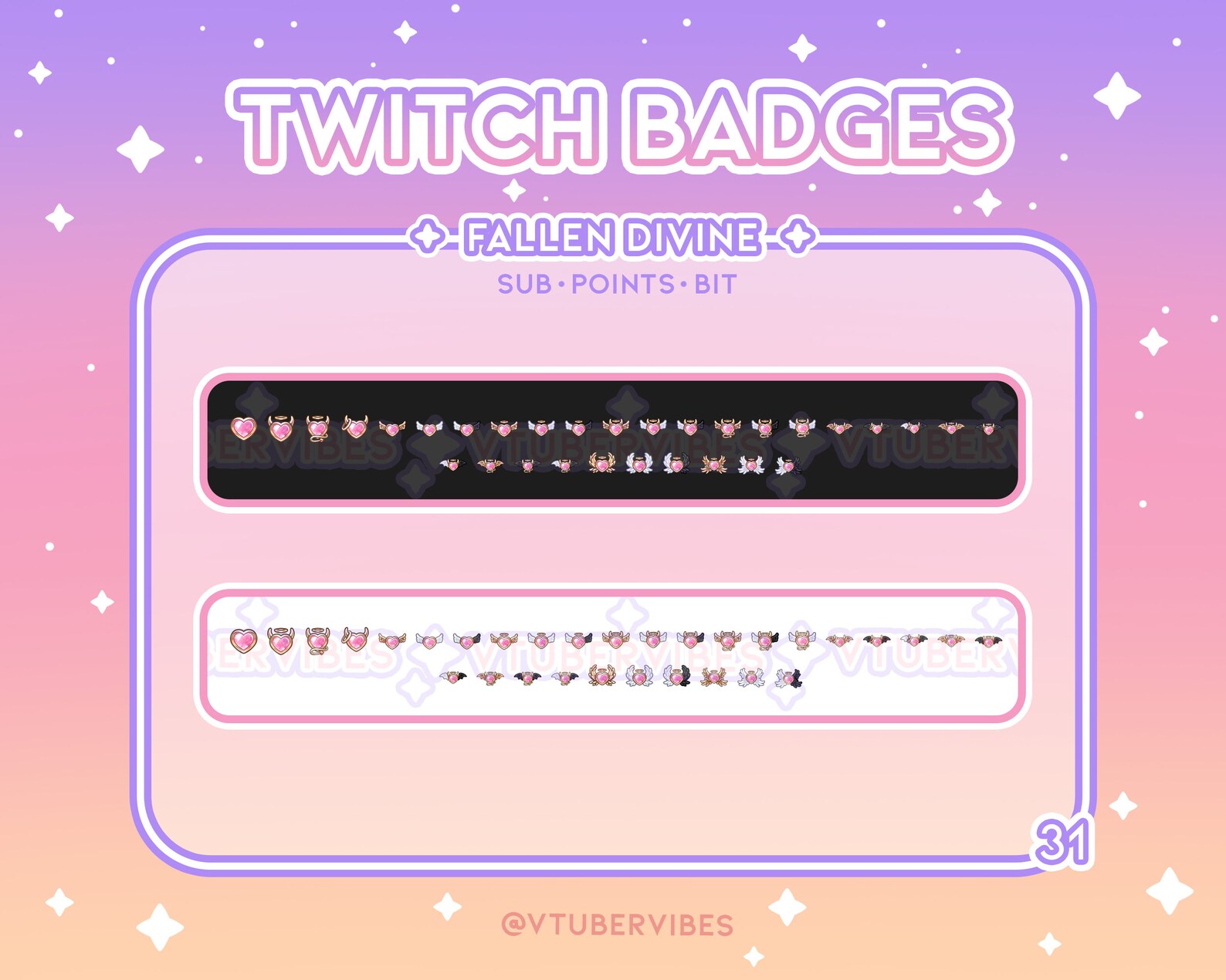 Fallen Divine Twitch Sub Badges | Set of 31 | Emotes | Icons | Heart ...