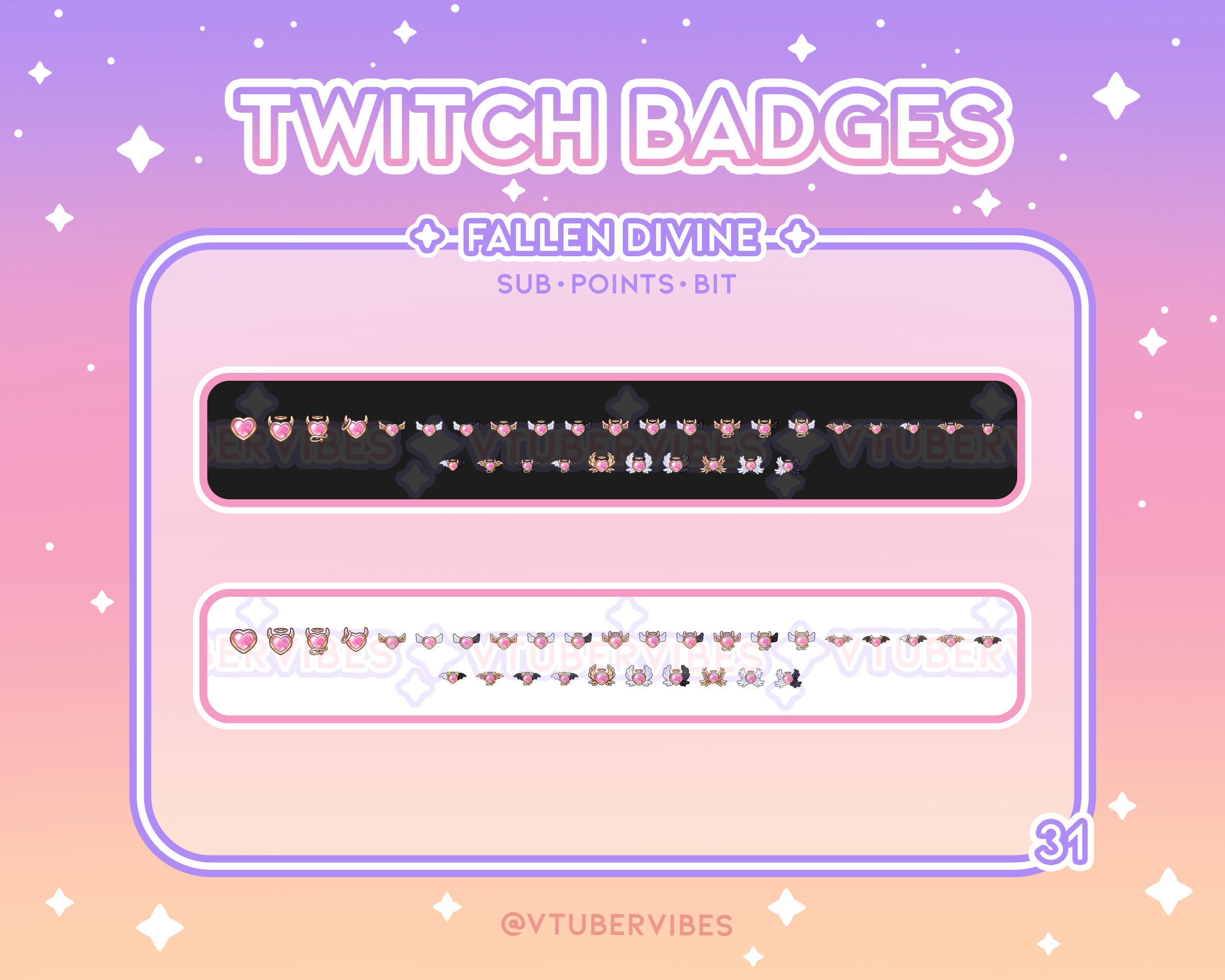 Fallen Divine Twitch Sub Badges | Set of 31 | Emotes | Icons | Heart ...