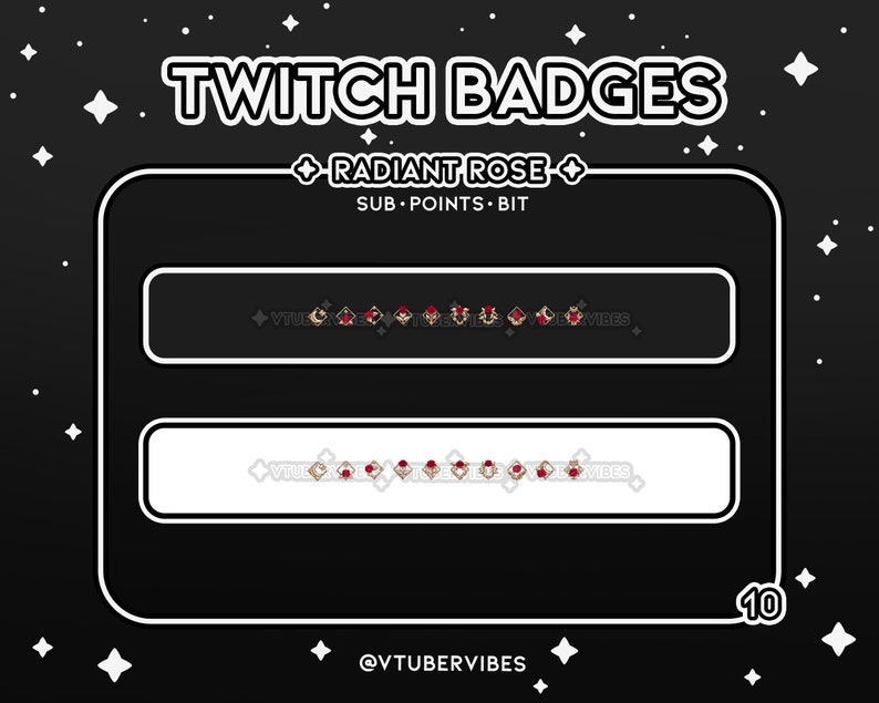 Red & Gold Radiant Rose Twitch Sub Badges | Set of 10 | Emote | Icons ...