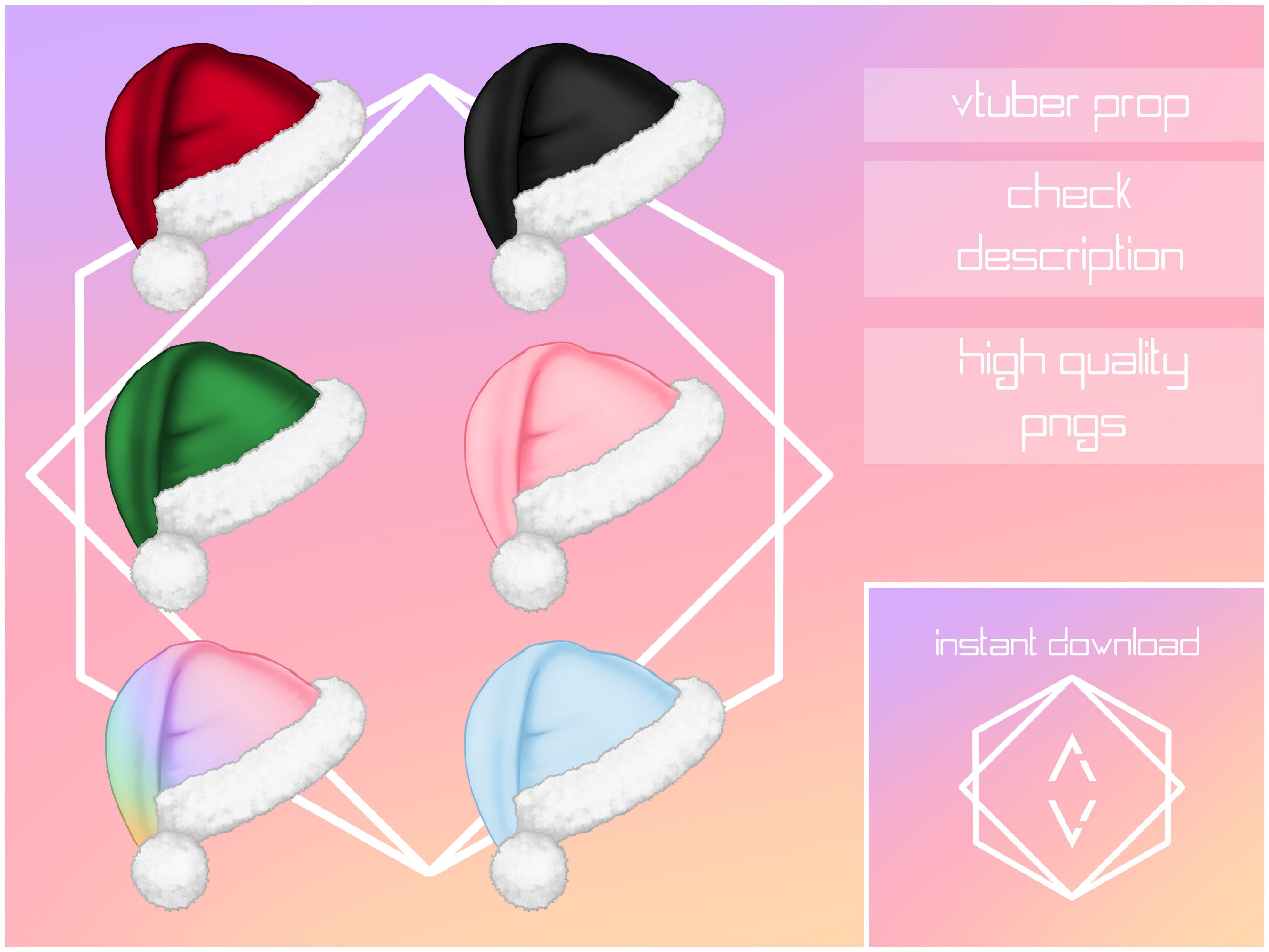 Santa Hats Vtuber Twitch Youtube Prop Asset Head - Etsy Australia
