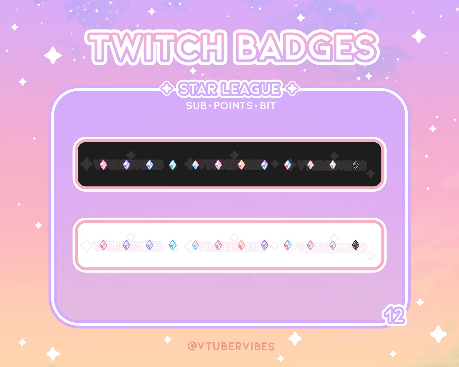Pastel Diamond Twitch Sub Badges | Set of 12 | Icons | Diamond | Gem ...