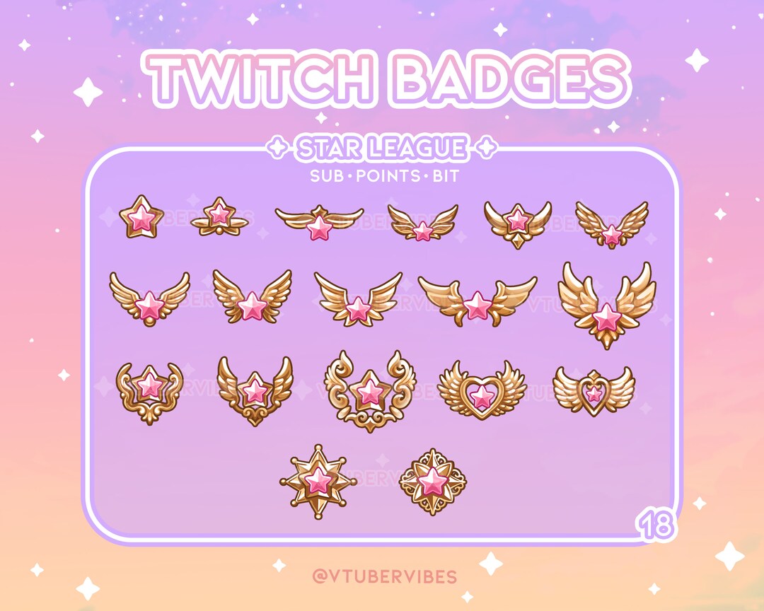 Star League Twitch Sub Badges | Set of 18 | Emotes | Icons | Star | Gem ...