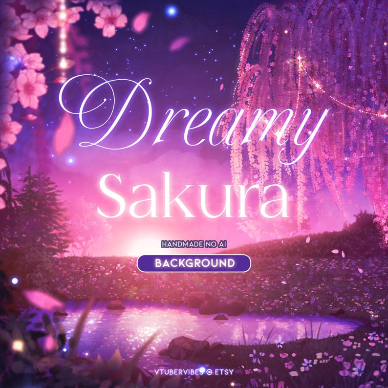 Dreamy Sakura Background | Wallpaper | Handmade | Twitch | Vtuber ...