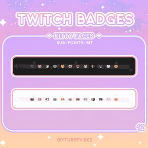 Kitty Faces Twitch Sub Badges - Emotes | Set of 12 | Icons | Graphic ...