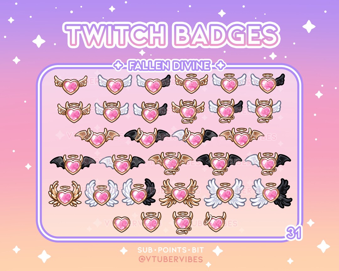 Fallen Divine Twitch Sub Badges | Set of 31 | Emotes | Icons | Heart ...