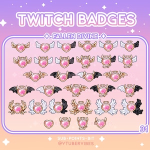 Fallen Divine Twitch Sub Badges | Set of 31 | Emotes | Icons | Heart ...