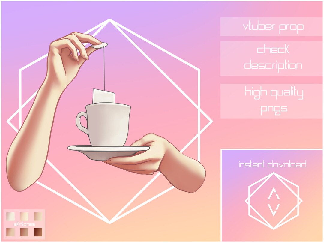 Tea Time - Hands | Vtuber | Twitch | Youtube | Prop | Meme | Asset | 2d ...