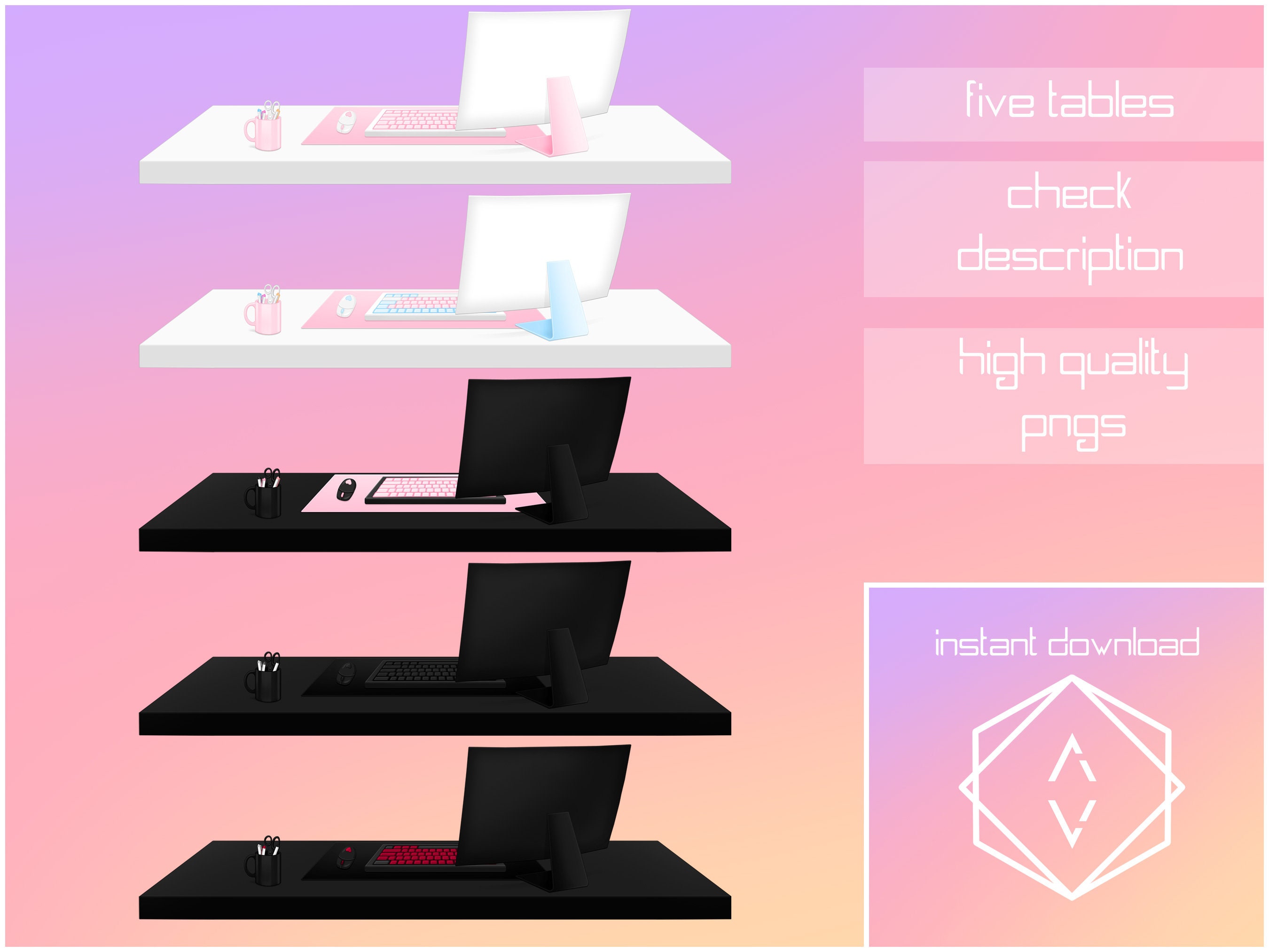 Cute Vtuber Chairs With Bonus Desks 2d Png Twitch - Etsy Canada