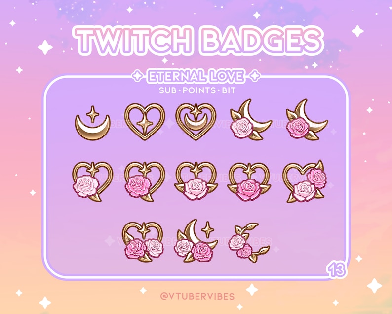 Eternal Love Twitch Sub Badges | Set of 13 | Emotes | Icons | Star ...