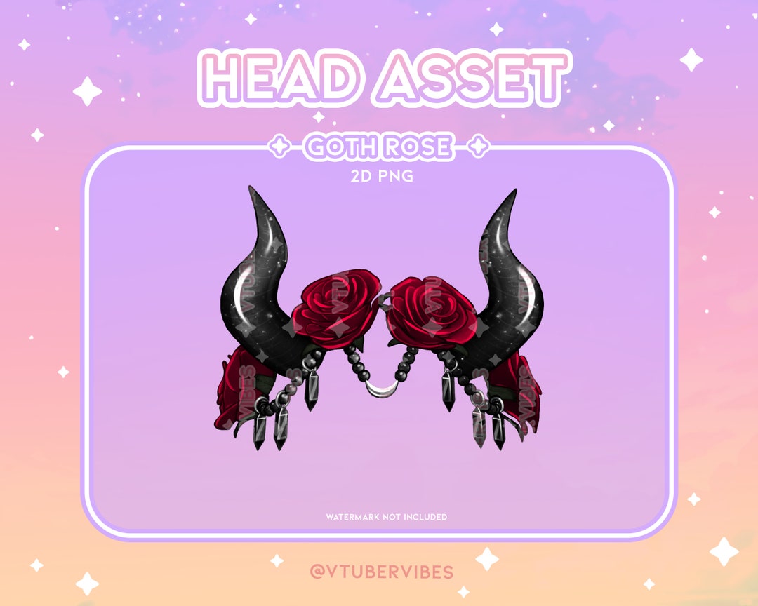 Goth Rose Horns - Black and Red | Vtuber | Twitch | Youtube | Kawaii ...