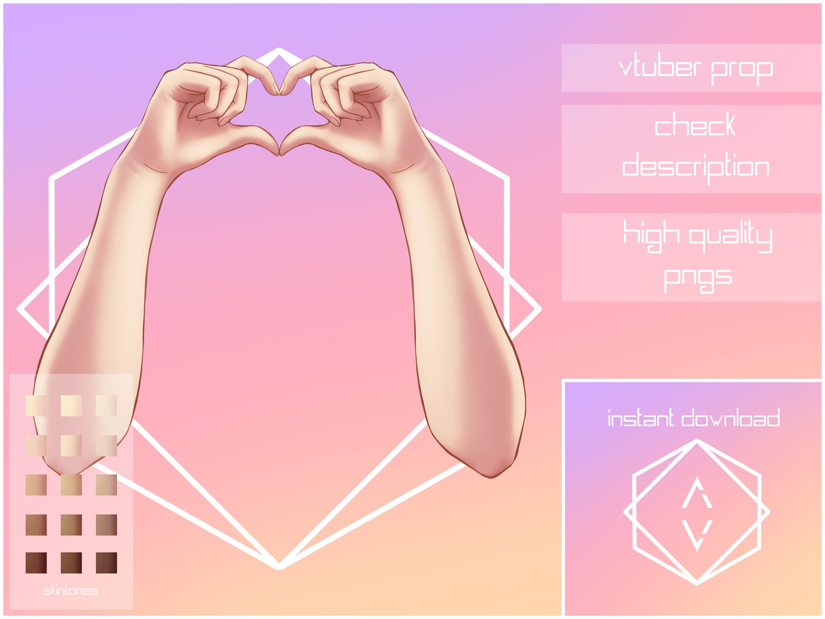 Much Love V.2 Hands Vtuber Twitch Youtube Kawaii - Etsy