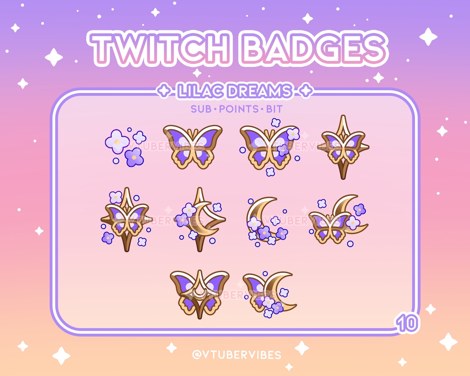 Lilac Dreams Twitch Sub Badges | Set of 10 | Emotes | Icons | Lilac ...