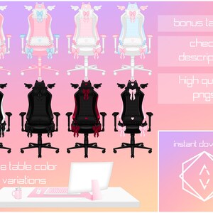 Cute Vtuber Chairs With Bonus Desks 2d - Png | Twitch | Youtube ...