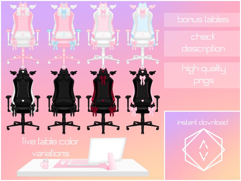 Cute Vtuber Chairs With Bonus Desks 2d - Png | Twitch | Youtube ...