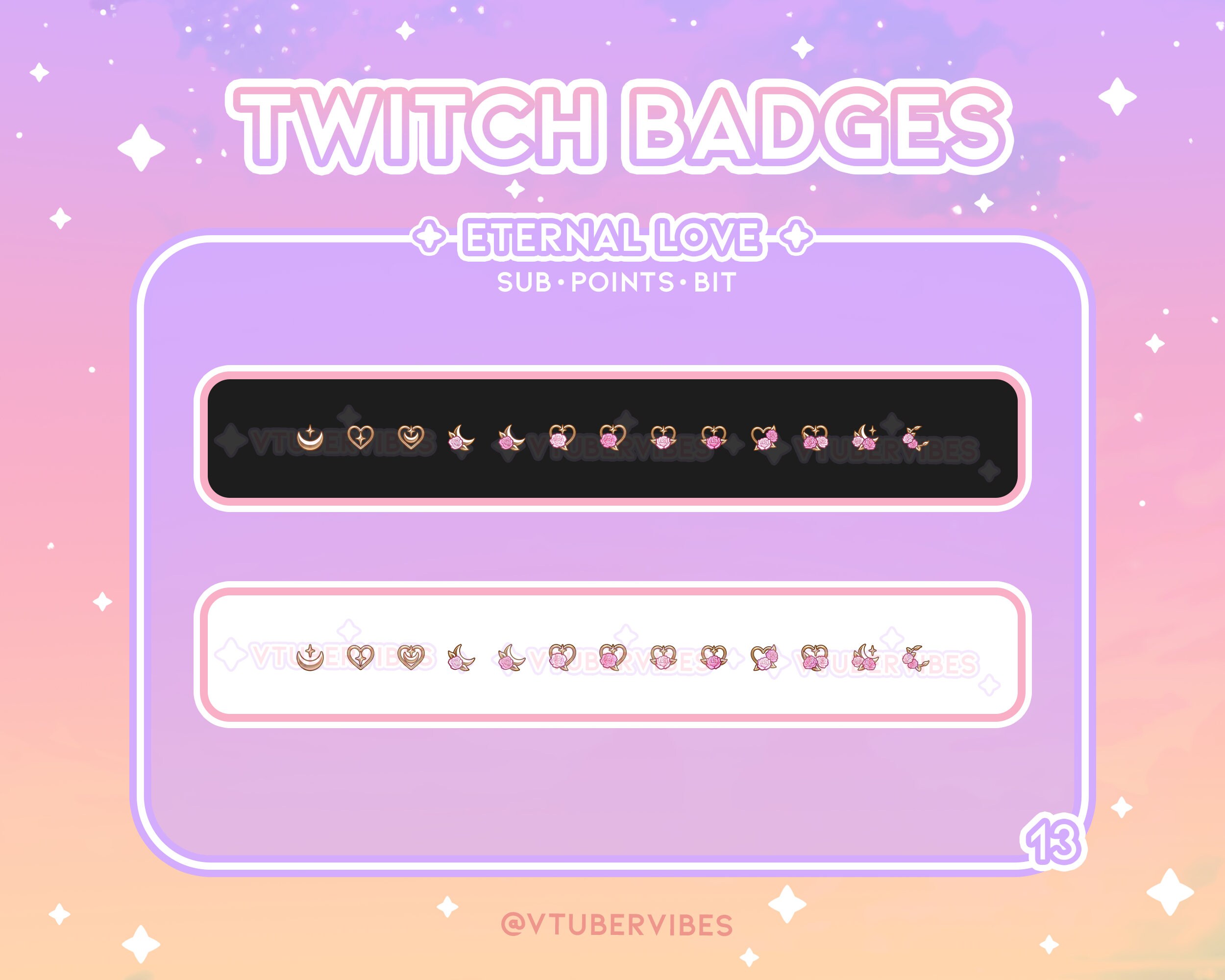 Eternal Love Twitch Sub Badges | Set of 13 | Emotes | Icons | Star ...