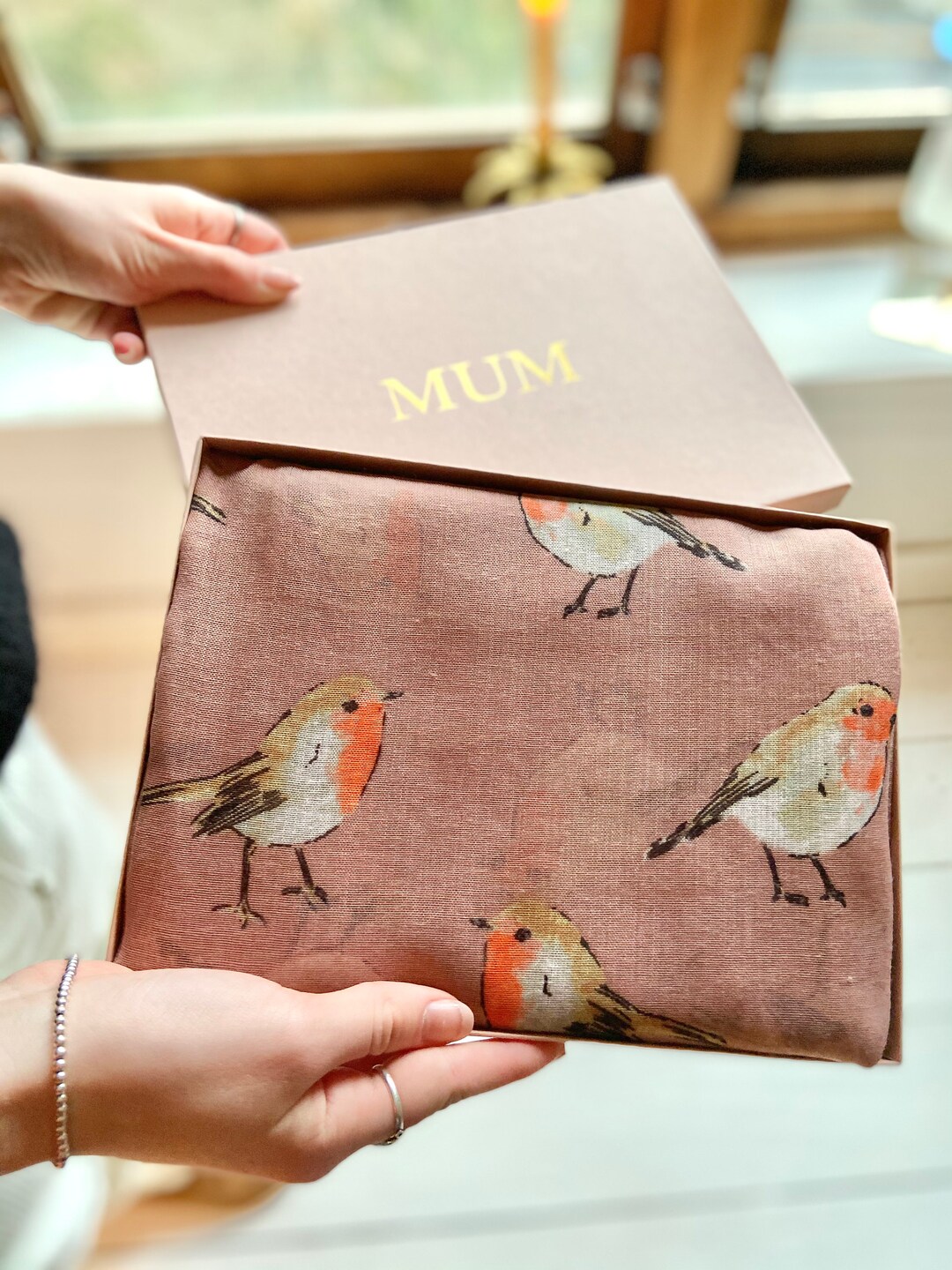 Robin Print Scarf in a Gift Box - Etsy