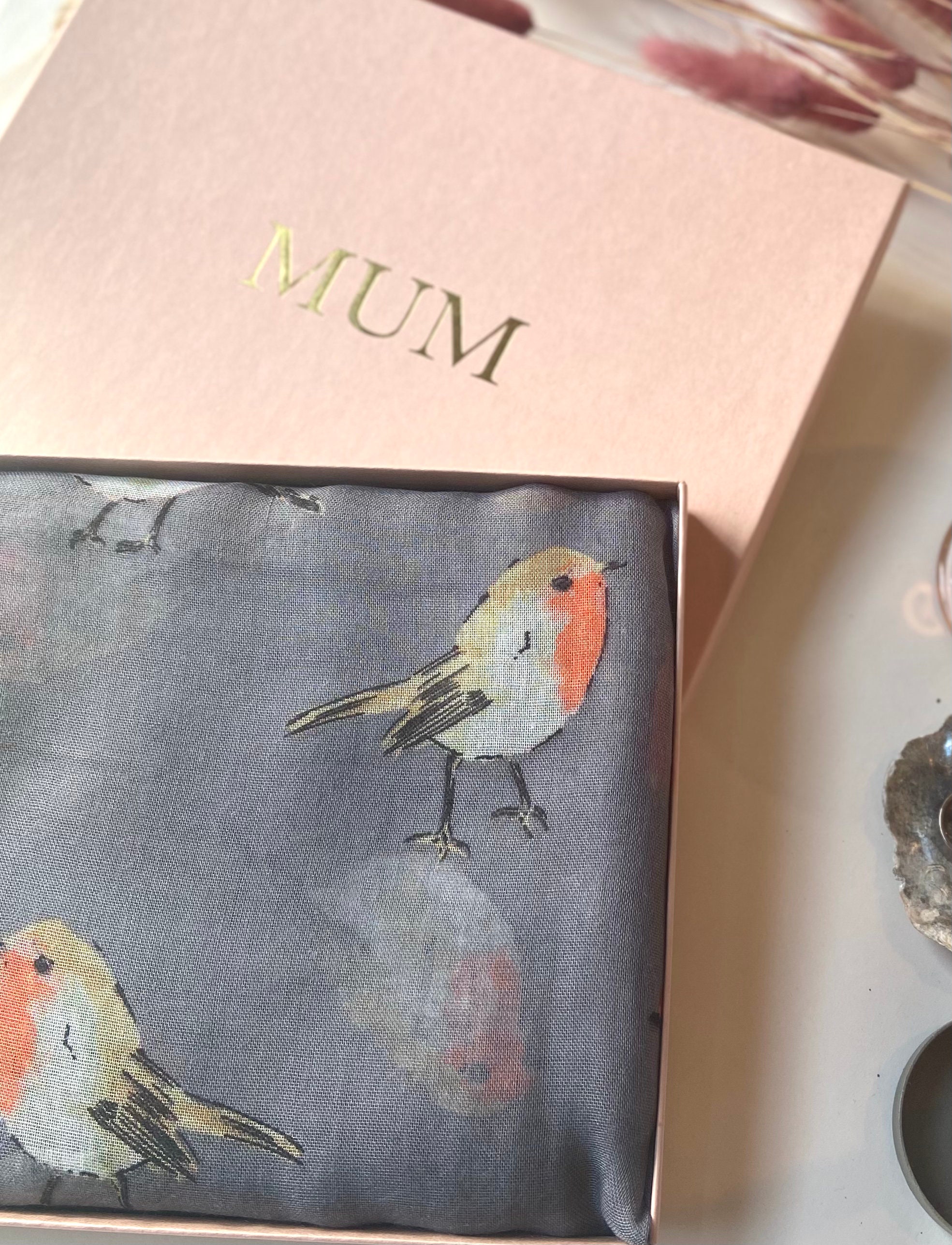 Robin Print Scarf in a Gift Box - Etsy