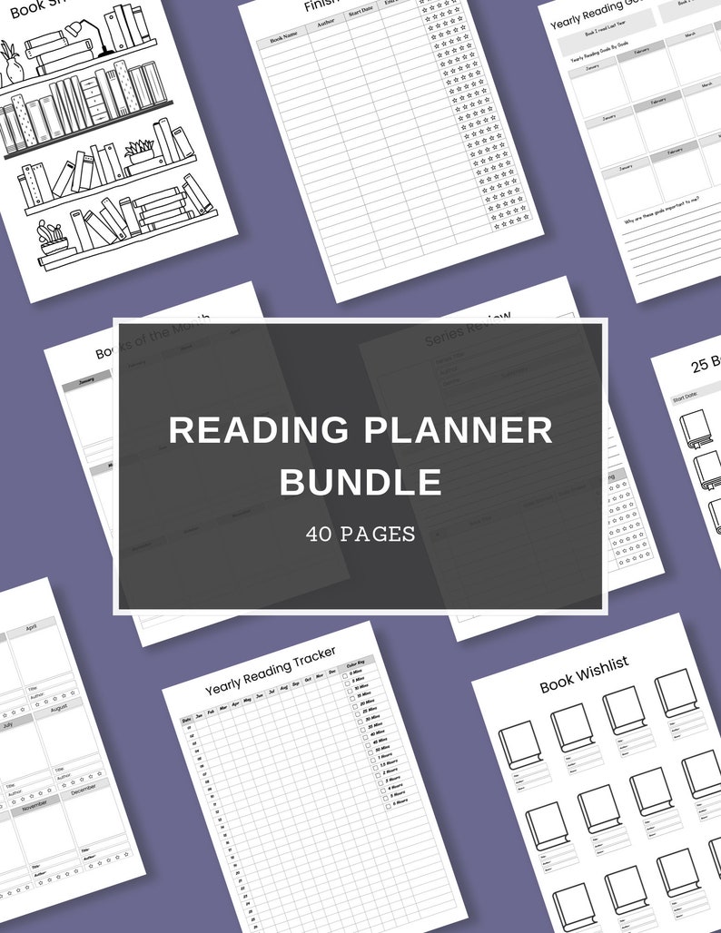 Reading Planner Bundle Printable, Reading Journal, Reading Tracker ...