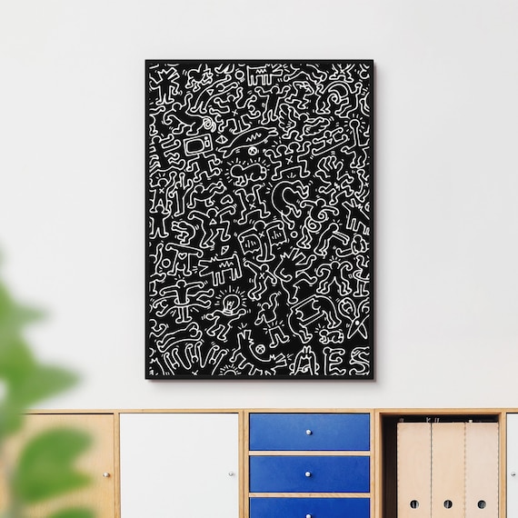 Keith Haring Dancing Figures Black And White Pop Art Dancing Stick