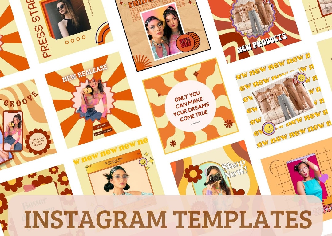 Retro Instagram Post Templates| Retro Instagram Design | Retro Inspired ...