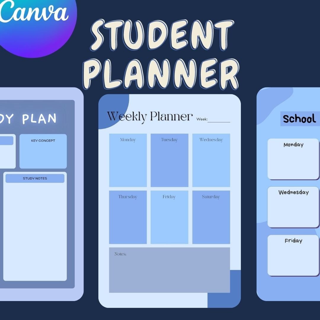 Canva Editable Student Planner Template, Project Schedule, Weekly ...