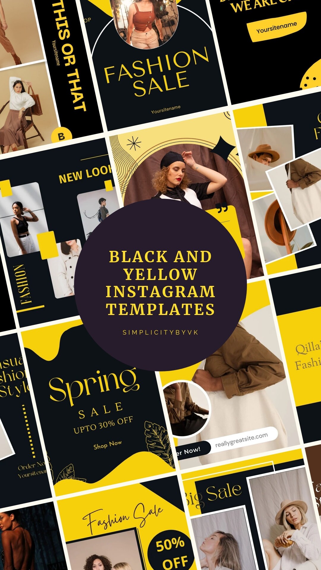 100 Black and Yellow Instagram Templates | Instagram Templates ...