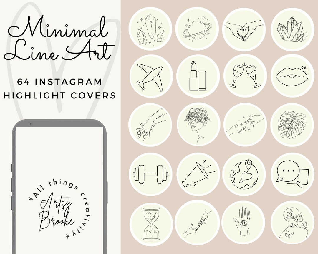 64 Line Art Instagram Highlight Covers | Minimal Line Art Highlight ...