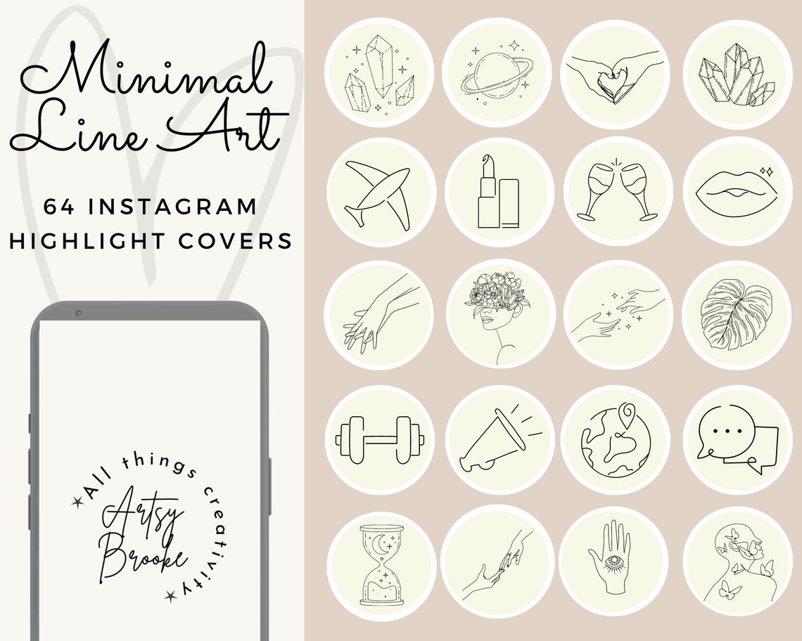 64 Line Art Instagram Highlight Covers | Minimal Line Art Highlight ...