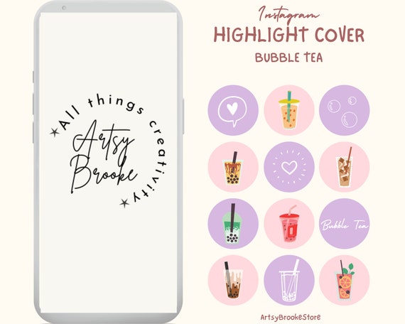 12 Bubble Tea Instagram Highlight Covers Bubble Tea Icons | Etsy