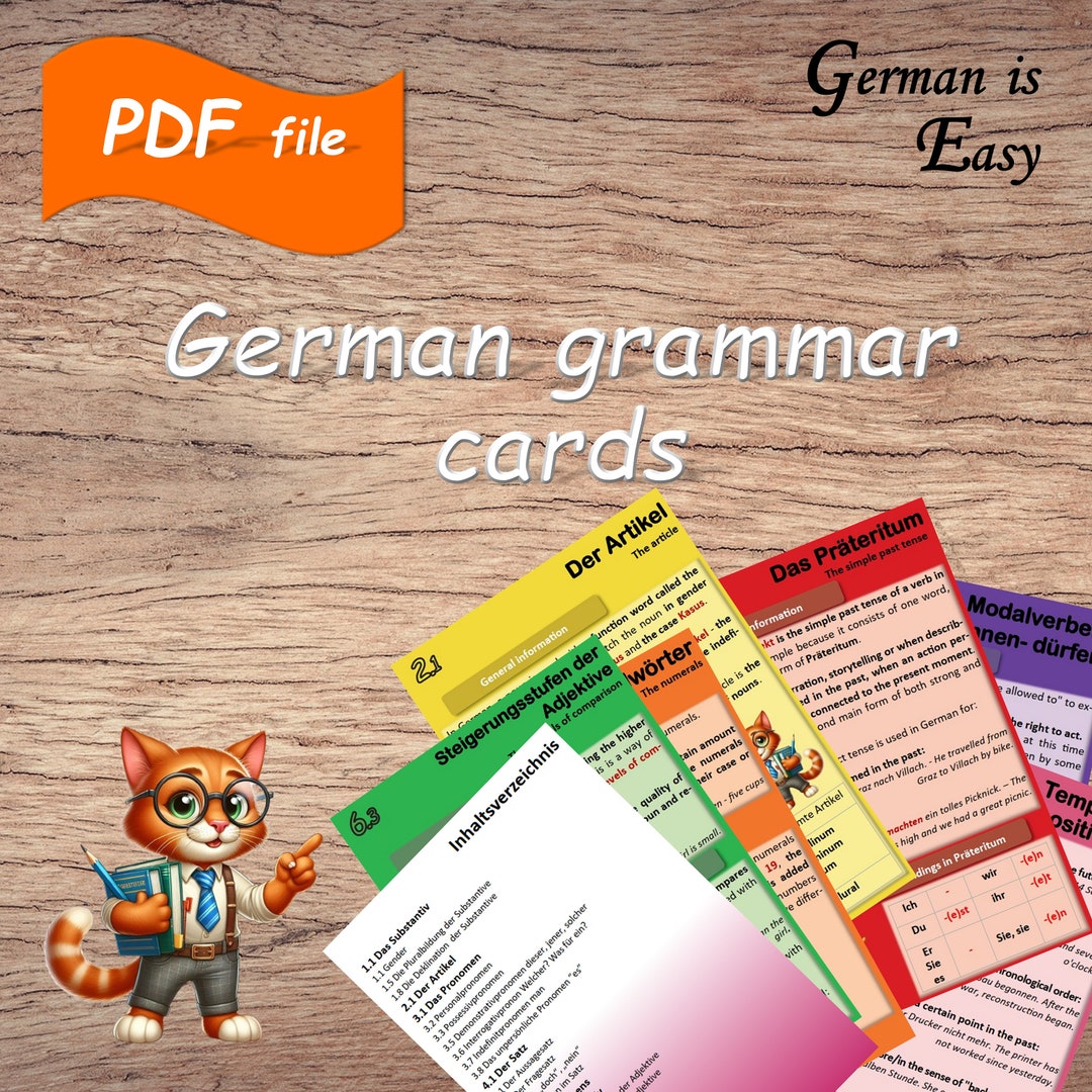 German Grammar Cards A1-level - Etsy