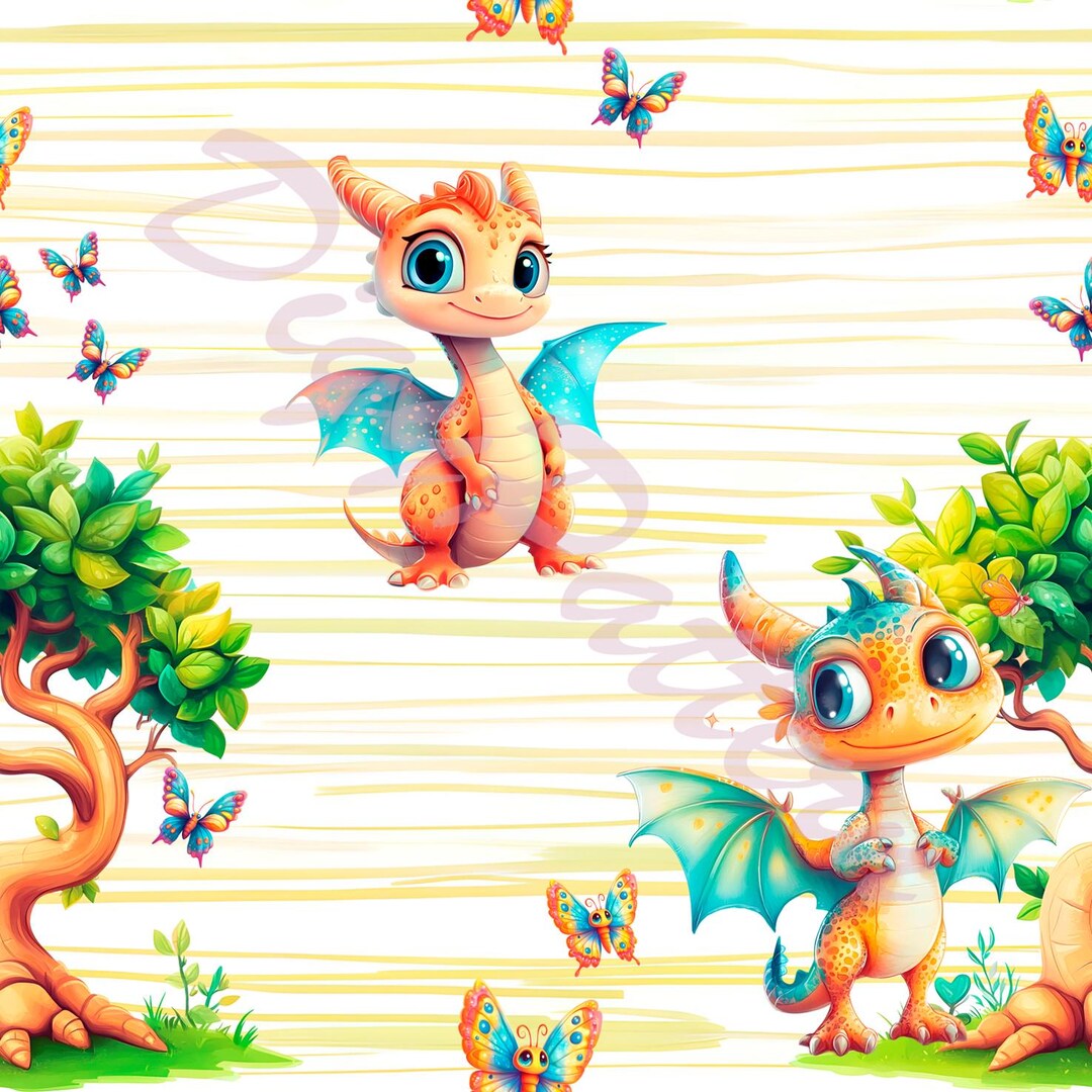 Seamless Pattern, Cute Dragons 3, Cute Dragon Pattern, Pattern With ...