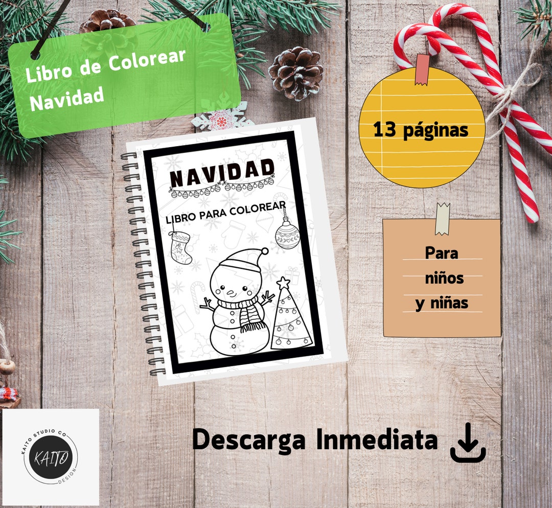 Libro Colorear Navidad. Descargable. Manualidades. Niños - Etsy España