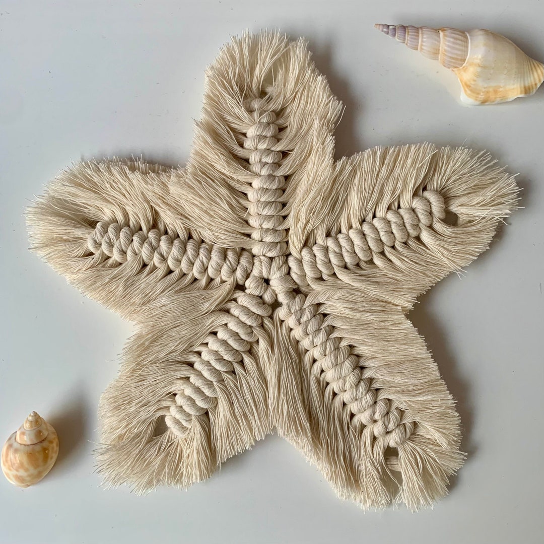 Fluffy Macrame Starfish, Boho Ocean Beach Vibes, Seaside Table ...