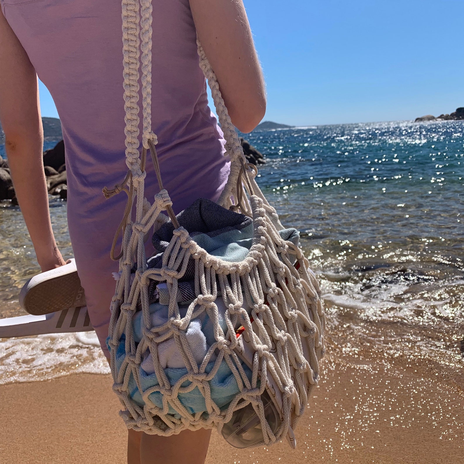 Boho Macrame Bag macrame Summer Bag macrame Drawstring Sac | Etsy