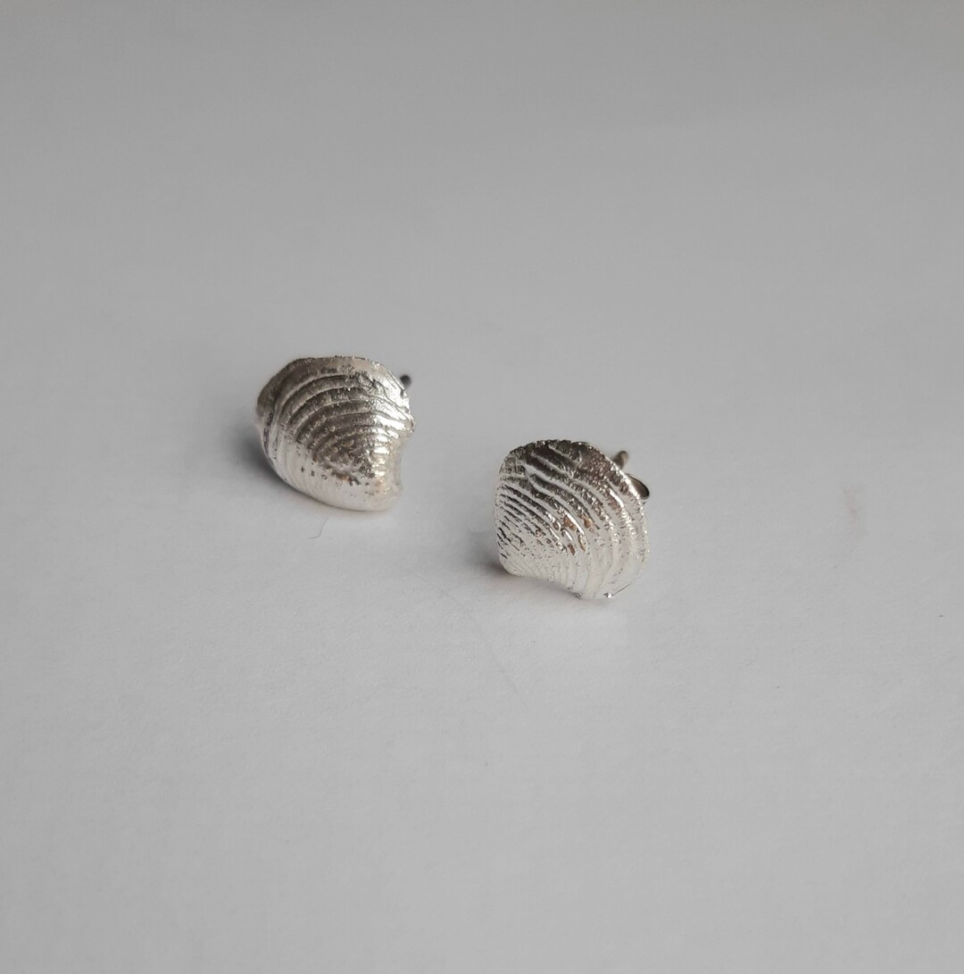 Clam Shell Silver Earrings - Etsy